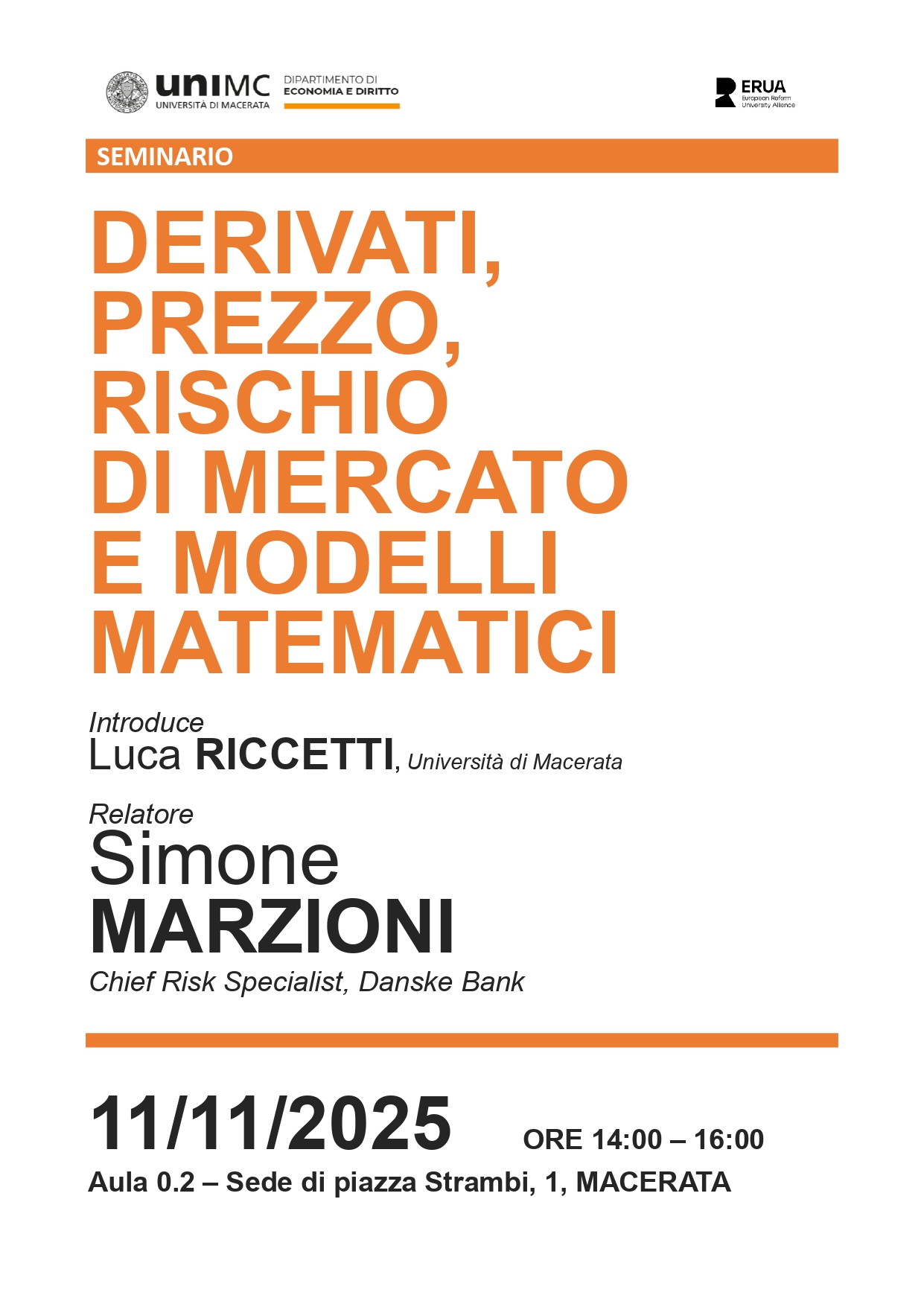 Università Di Macerata Derivati Prezzo Rischio Di Mercato E Modelli